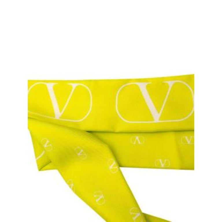 Valentino Neon yellow logo silk twill bandeau scarf For Sale at 1stDibs