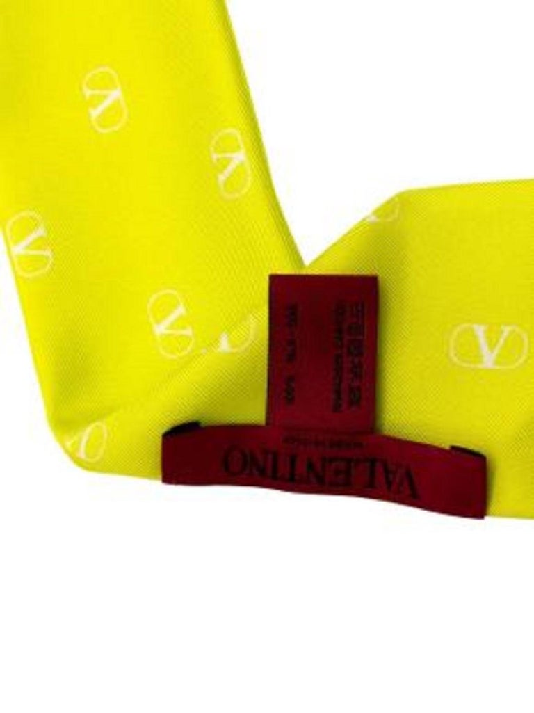 Valentino Neon Yellow Logo Silk Twill Bandeau Scarf For Sale at 1stDibs