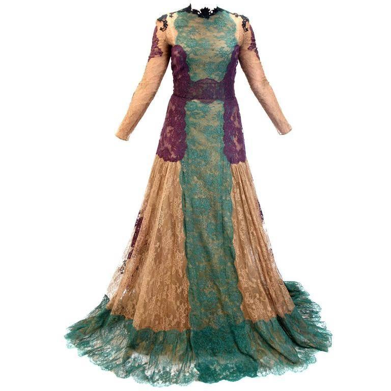 Valentino New runway Chantilly Lace Gown at 1stDibs | valentino dress ...
