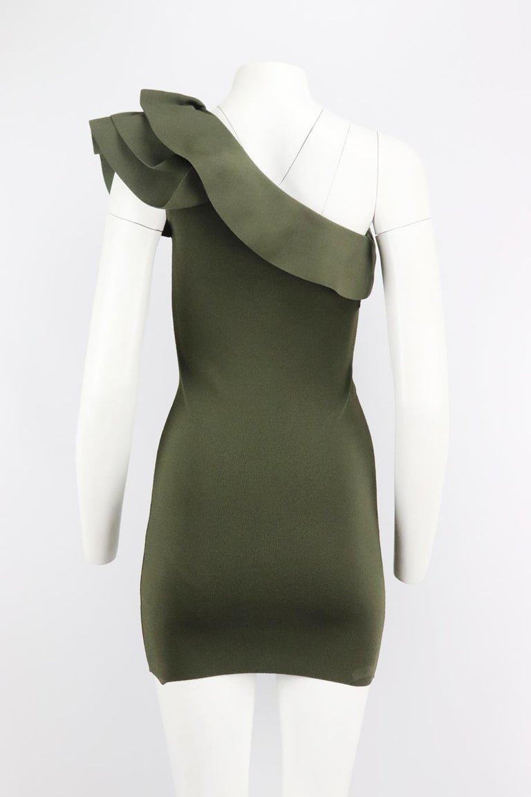 Valentino One Shoulder Ruffled Stretch Knit Mini Dress Xsmall For Sale ...