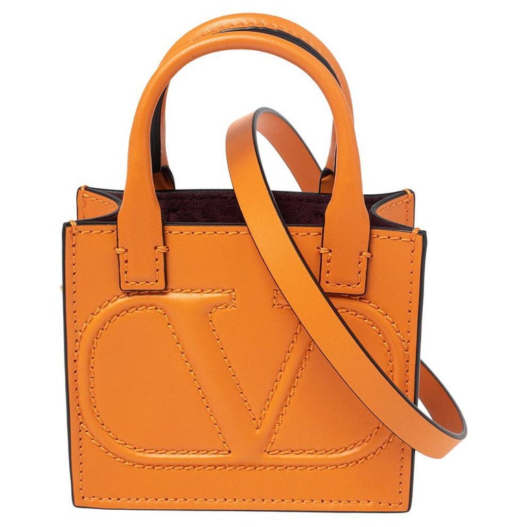 Valentino Orange Leather VLogo Signature Mini Tote at 1stDibs