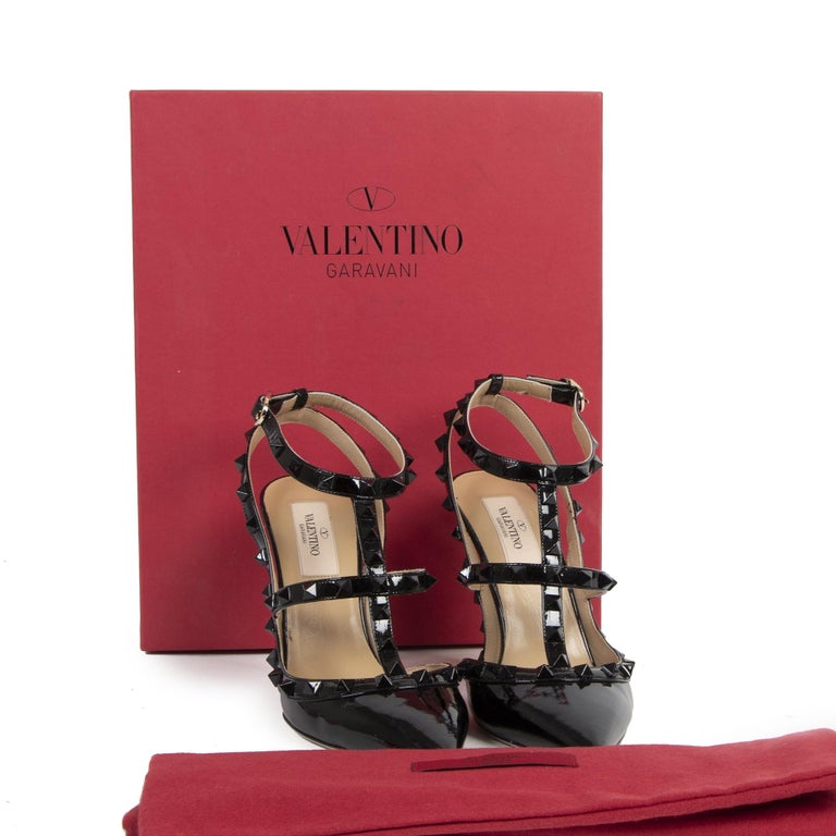 Valentino Patent Leather Rockstud Heels - Size 37 at 1stDibs