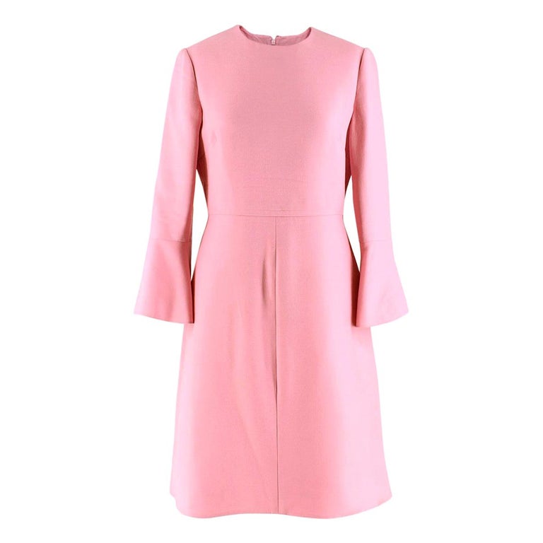 Valentino Pink Crepe Ruffle Sleeve Dress IT 42 at 1stDibs | kasni colour