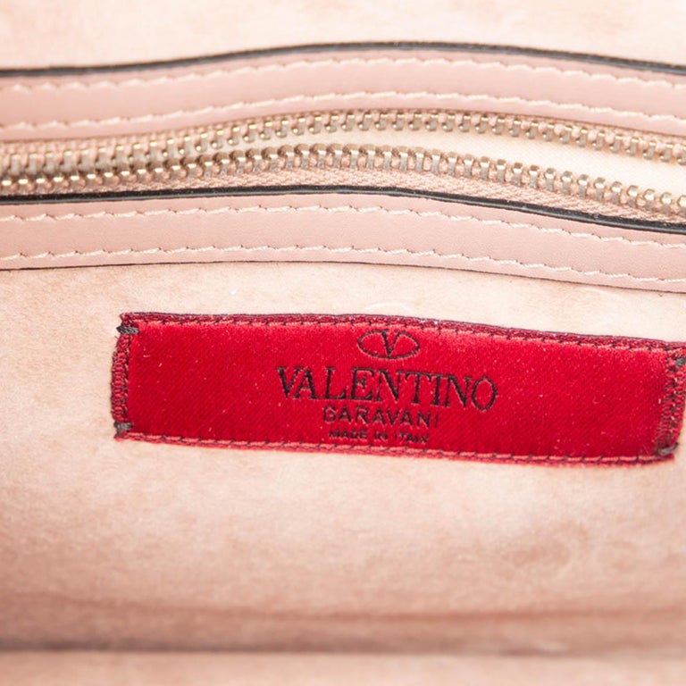 VALENTINO pink leather CRYSTAL EMBELLISHED GLAM LOCK SMALL FLAP Bag ...
