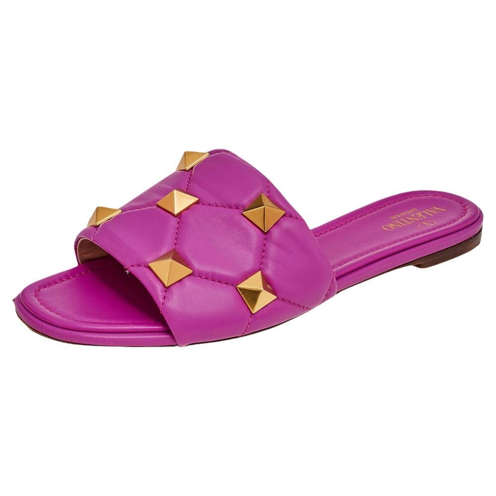 Valentino Magenta Leather Pointed Toe Bow Ballet Flats Size 39 For Sale ...