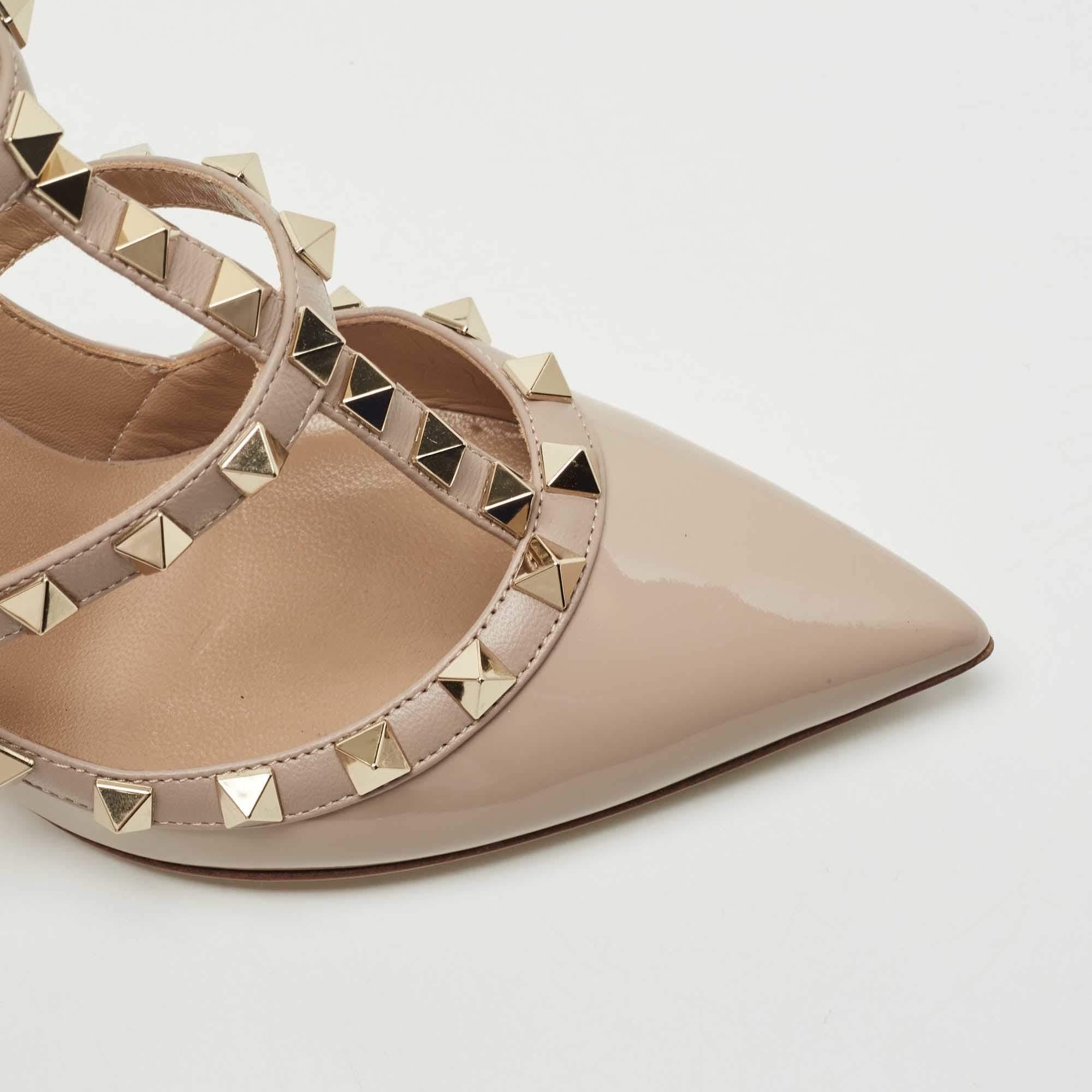 Valentino Powder Pink Patent Rockstud Strappy Pointed Toe Pumps Size 35 ...