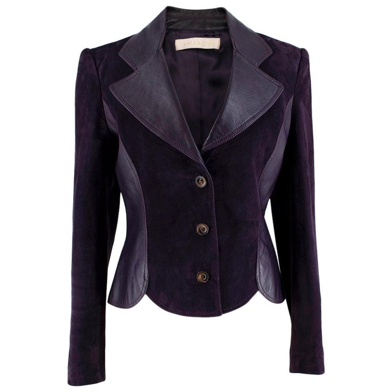 Valentino Purple Leather and Suede Tailored Jacket - Size US 6 at 1stDibs