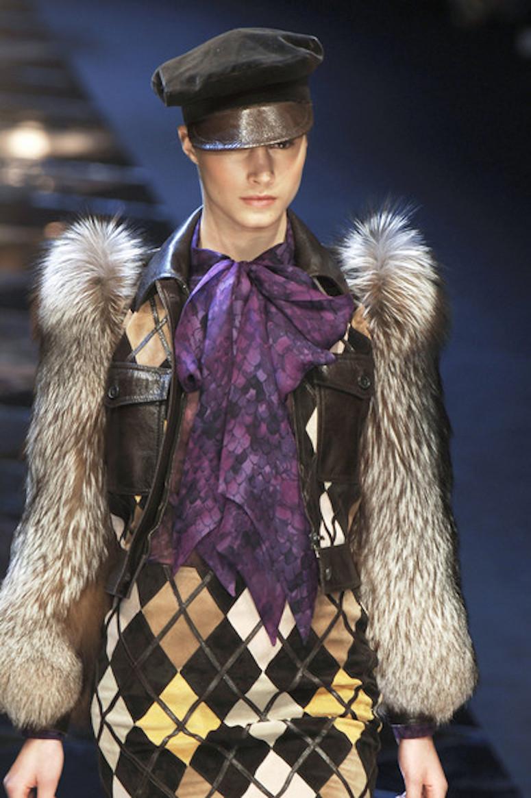 Valentino Python and Leather Jacket with Fur Sleeves Runway 2005 For ...