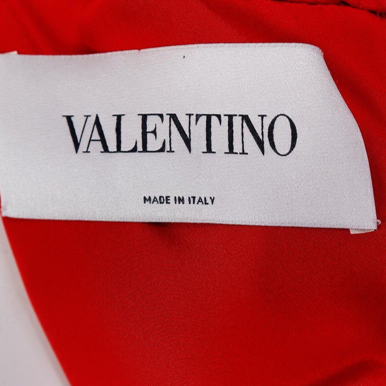 Valentino Red Crepe Vintage Dress With Draping For Sale at 1stDibs
