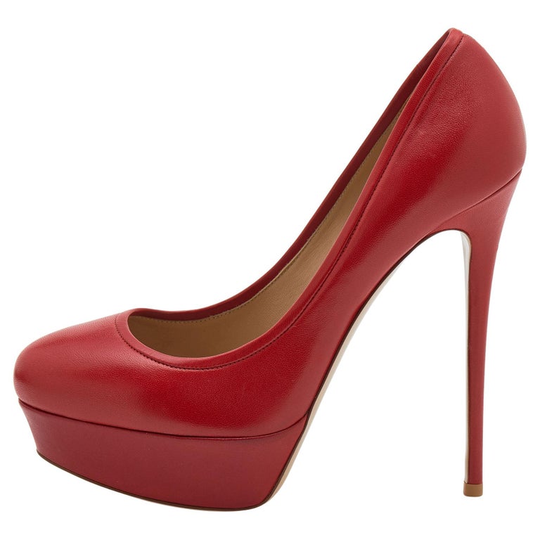 Valentino Red Leather Platform Pumps Size 39 For Sale at 1stDibs
