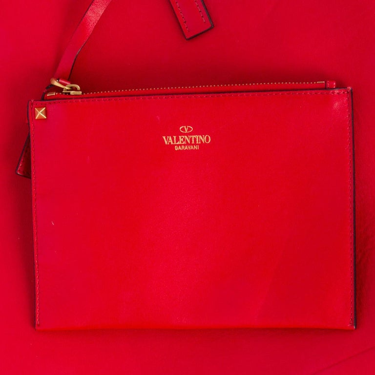 VALENTINO red leather VRING LARGE TOTE Bag For Sale at 1stDibs ...