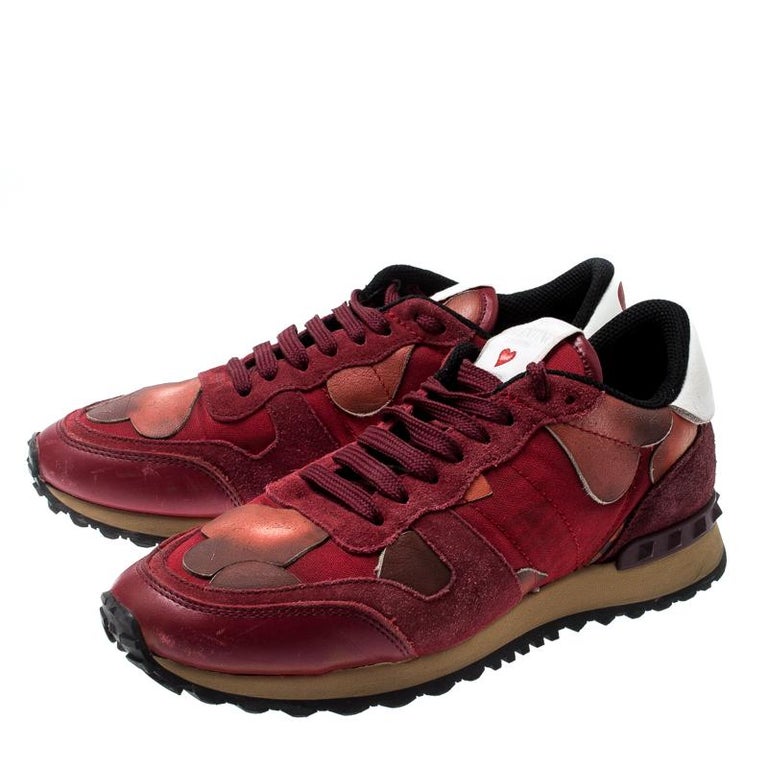 Valentino Red Suede and Leather Rockrunner L'Amour Sneakers Size 38 For ...
