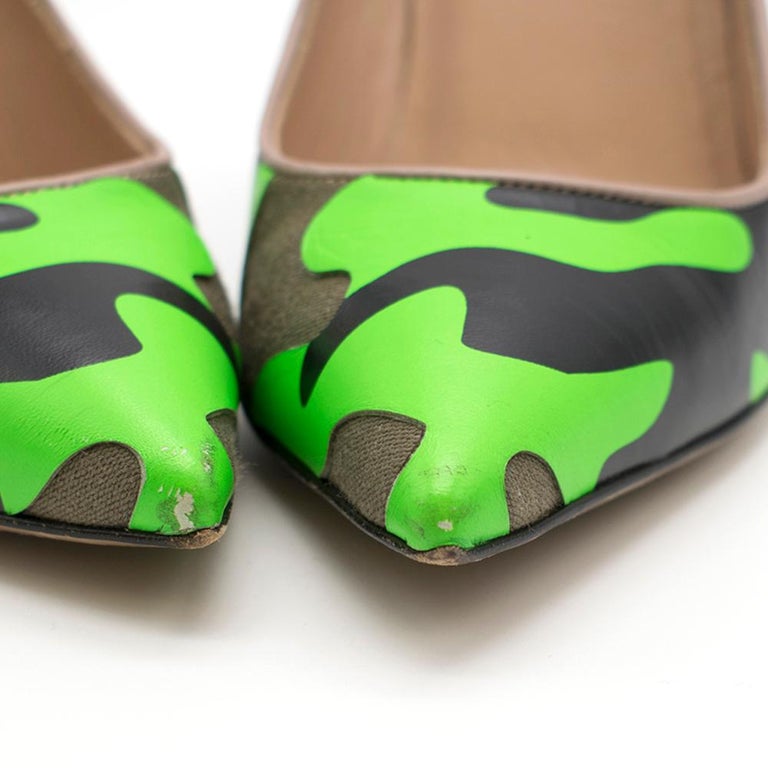 Valentino Rockstud Camouflage Neon Green Pumps SIZE 36 at 1stDibs