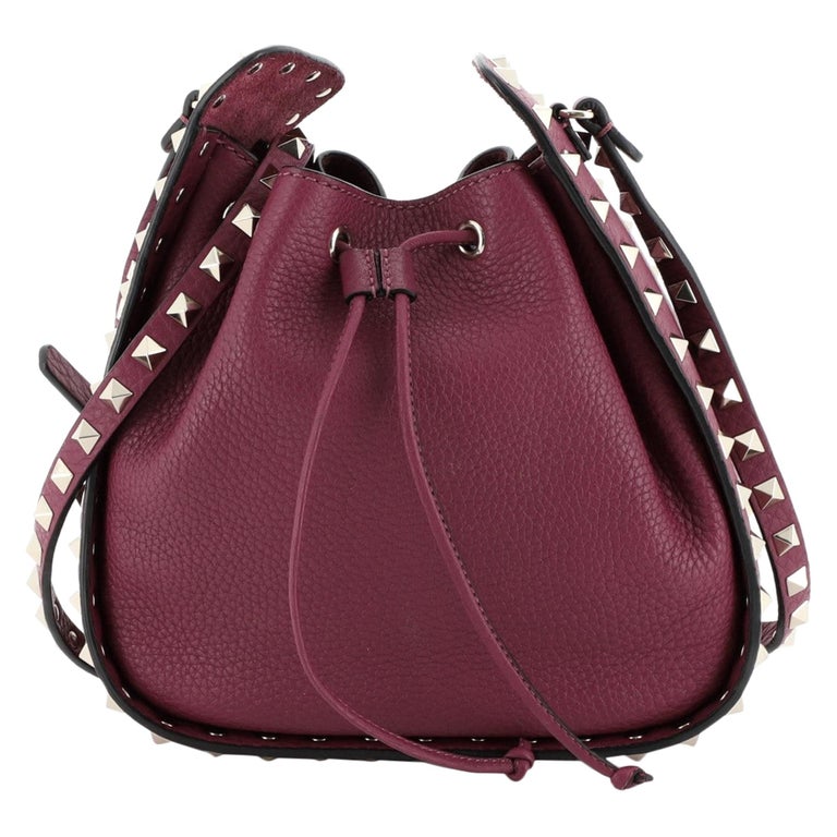 Valentino Rockstud Drawstring Bucket Bag Leather Small at 1stDibs ...