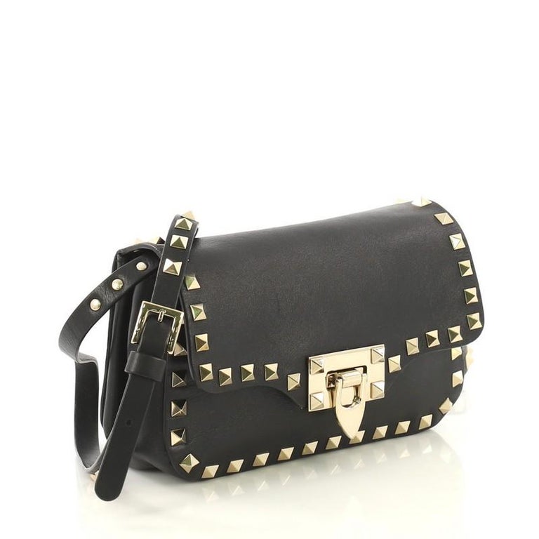 Valentino Rockstud Flip Lock Flap Bag Leather Small at 1stDibs