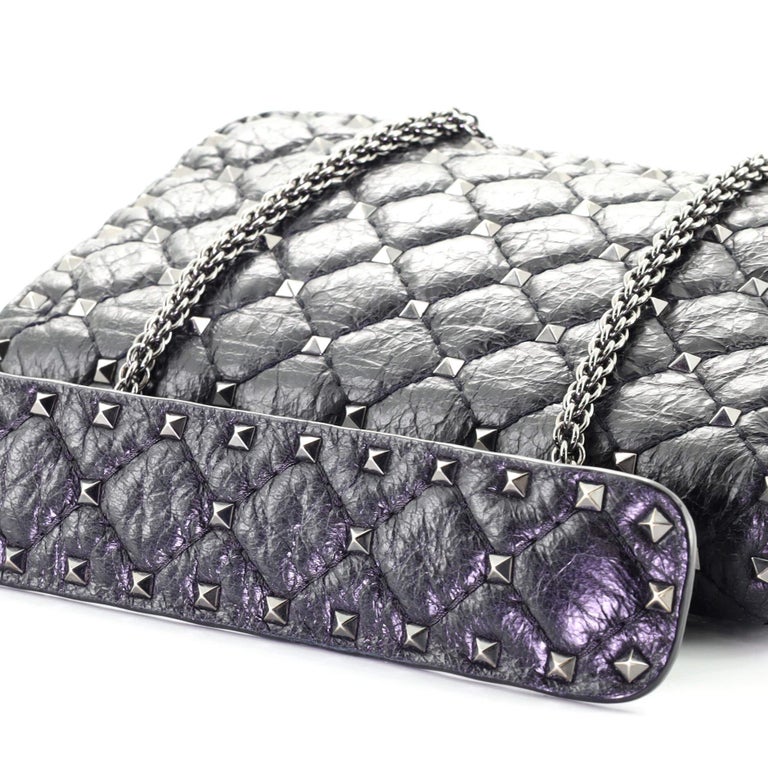 Valentino Rockstud Spike Flap Bag Crystal Embellished Quilted Leather ...