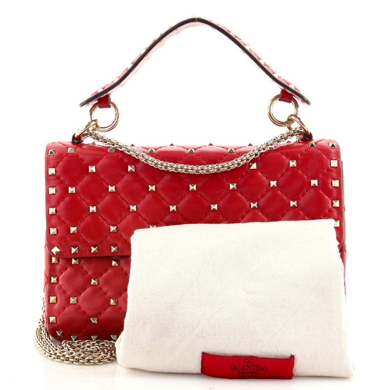 Valentino Rockstud Spike Flap Bag Quilted Leather Medium For Sale at ...