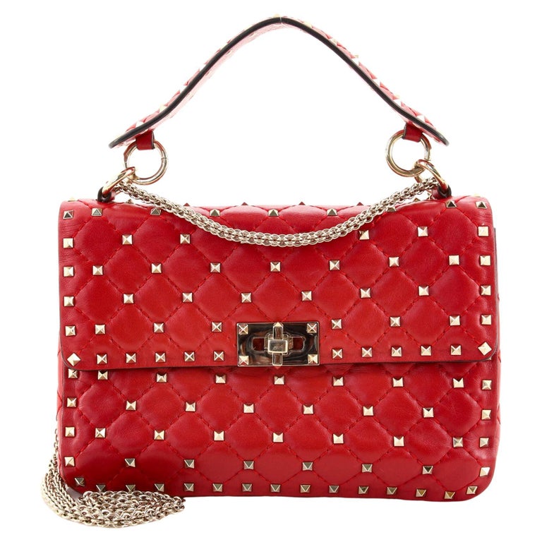Valentino Rockstud Spike Flap Bag Quilted Leather Medium For Sale at ...