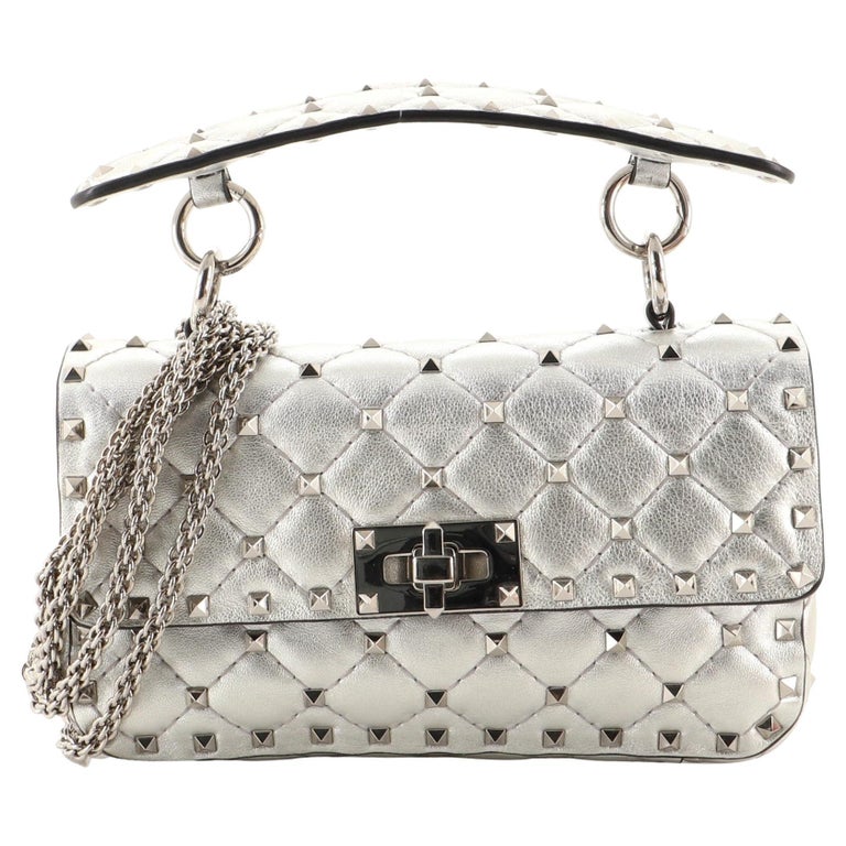 Valentino Rockstud Spike Flap Bag Quilted Leather Small For Sale at 1stDibs