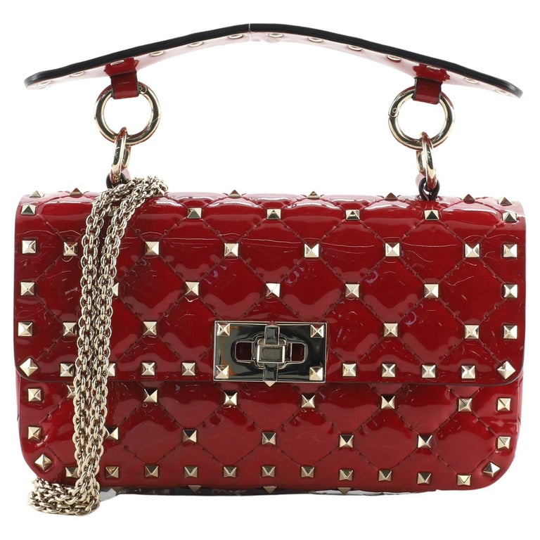 Valentino Rockstud Spike Flap Bag Quilted Patent Small at 1stDibs