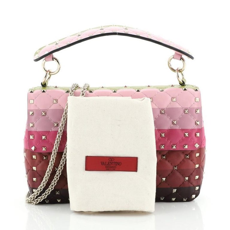 Valentino Rockstud Spike Flap Bag Striped Quilted Leather Medium at 1stDibs