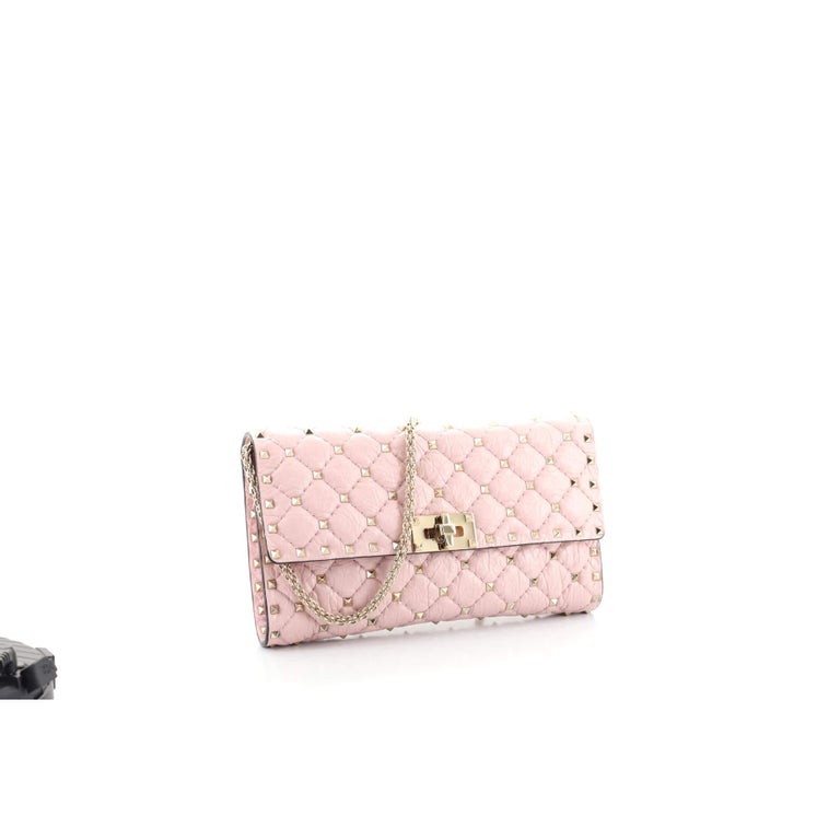 Valentino Rockstud Spike Wallet on Chain Quilted Leather Small at 1stDibs