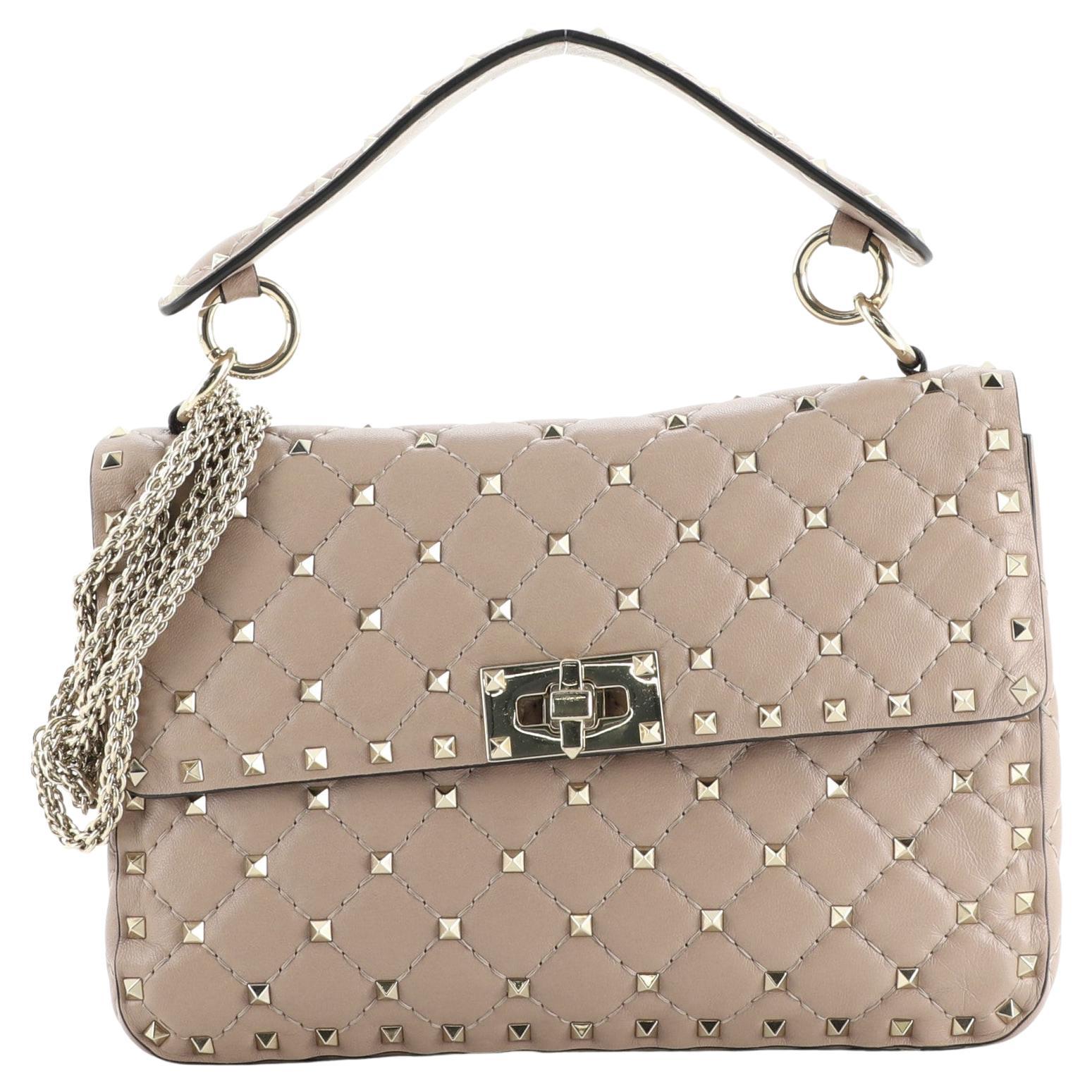 Valentino Roman Stud Top Handle Bag Quilted Leather Medium For Sale at ...