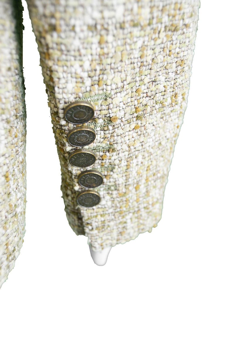 Valentino Roma Oatmeal Wool and Silk Bouclé Tweed Jacket with Floral ...