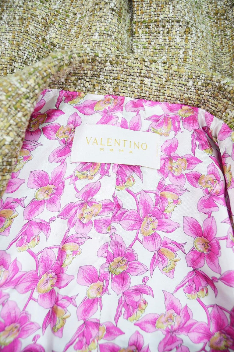 Valentino Roma Oatmeal Wool and Silk Bouclé Tweed Jacket with Floral ...