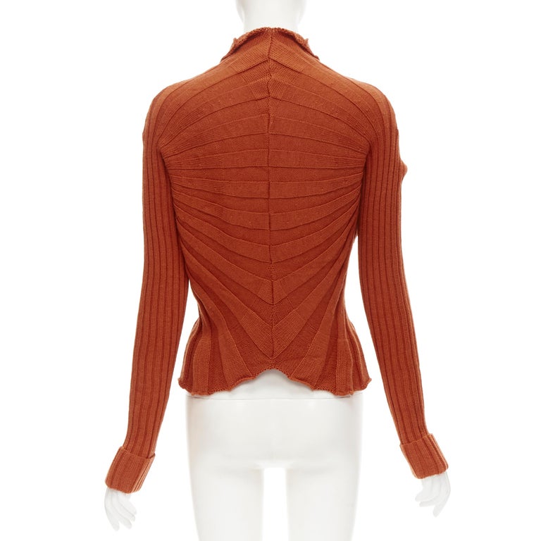 VALENTINO Roma Vintage 100% wool orange ribbed tie front cardigan FR40 ...