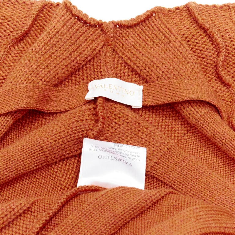 VALENTINO Roma Vintage 100% wool orange ribbed tie front cardigan FR40 ...