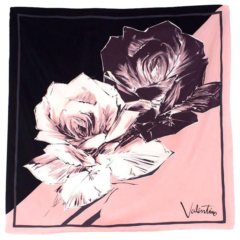 Valentino Rose-Print Silk Scarf For Sale at 1stDibs | valentino silk ...
