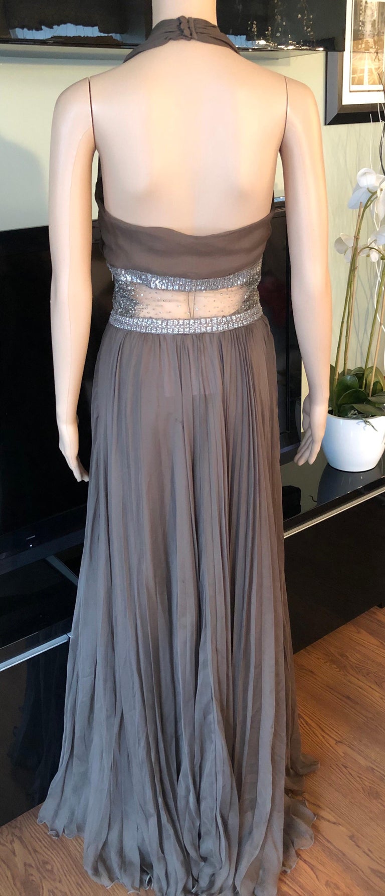 Valentino S/S 2001 Runway Sheer Panel Embellished Brown Dress Gown For ...