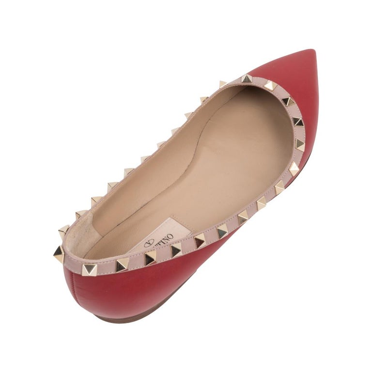 Valentino Shoe Rockstud Red Ballet Flat 39 / 9 at 1stDibs
