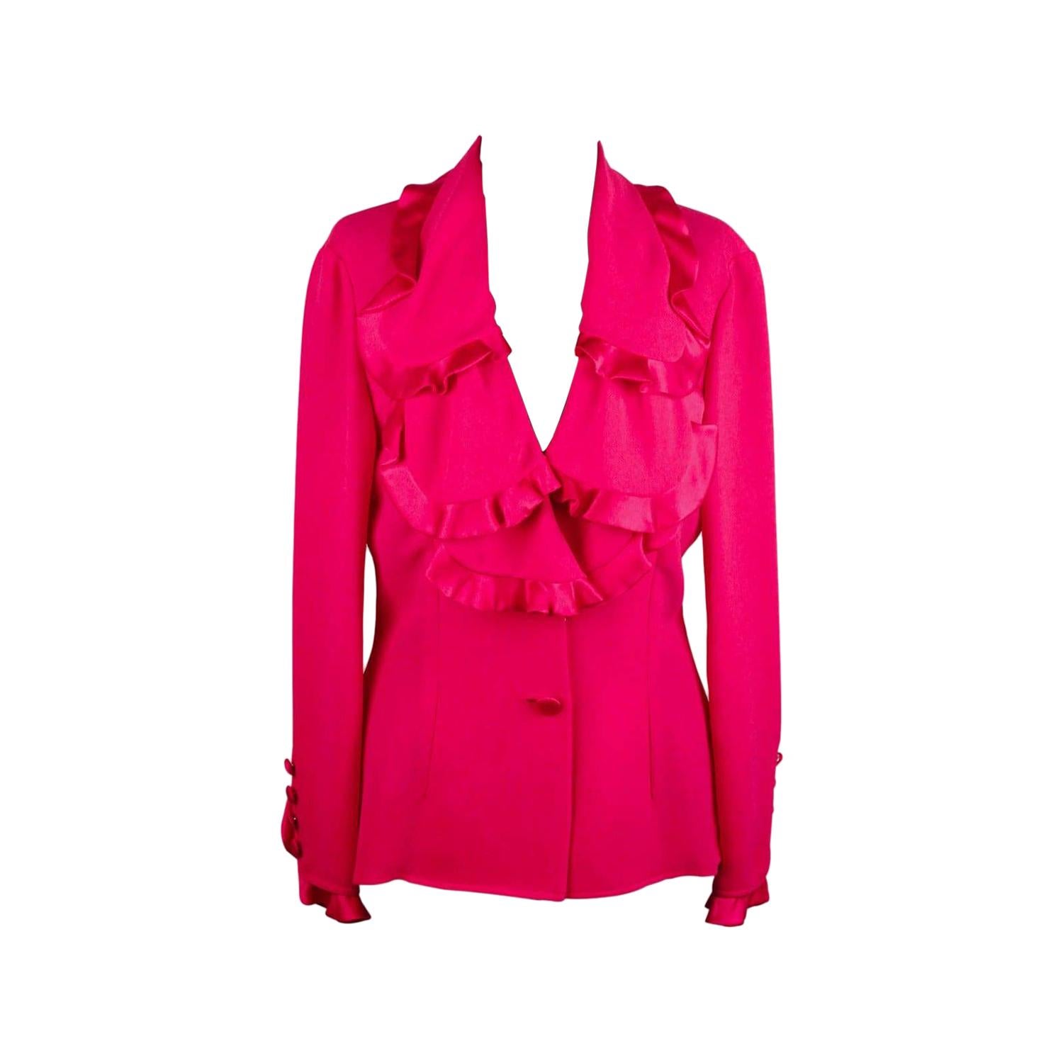 Valentino Silky Blazer Jacket with Ruffles For Sale at 1stDibs
