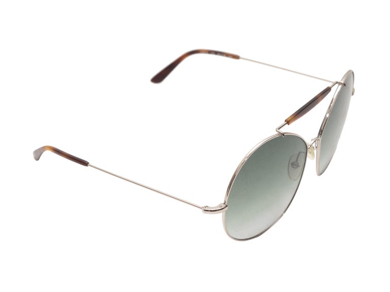 Valentino Silver-Tone Round Aviator Sunglasses For Sale at 1stDibs