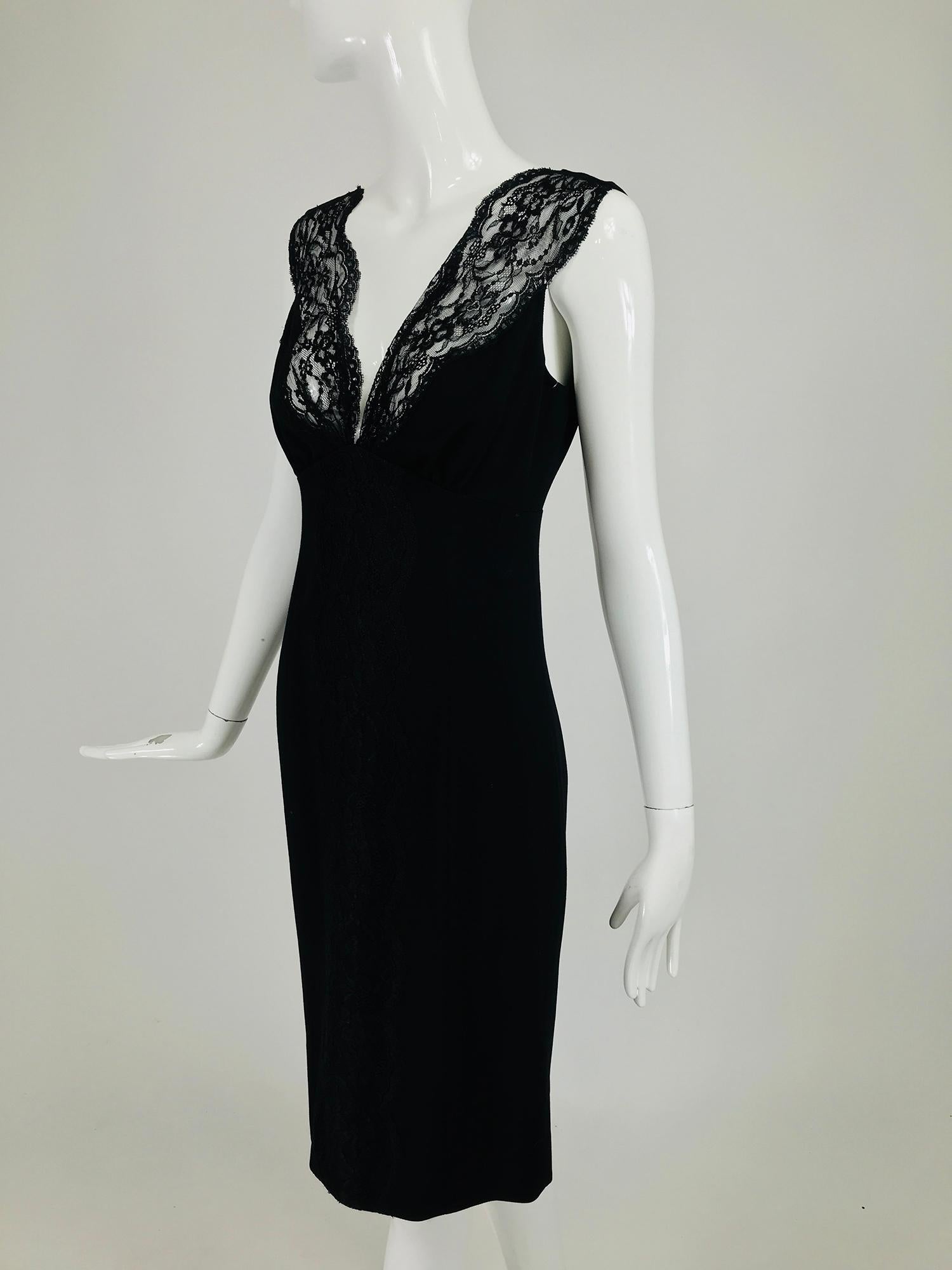 Valentino Sleeveless Black Sheath With Black Back Décolletage At