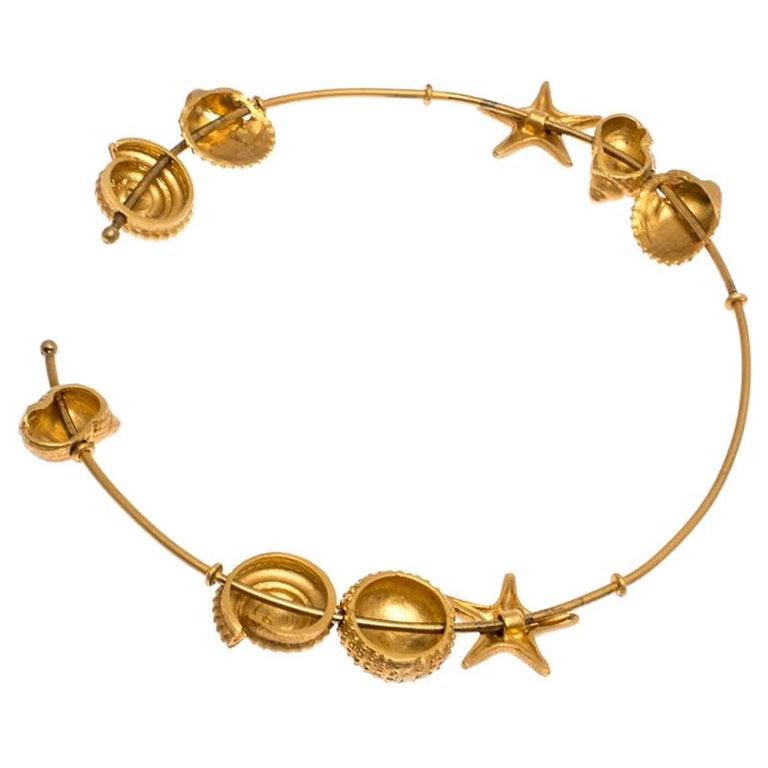 Valentino Starfish and Seashell Gold Tone Station Choker Necklace For ...