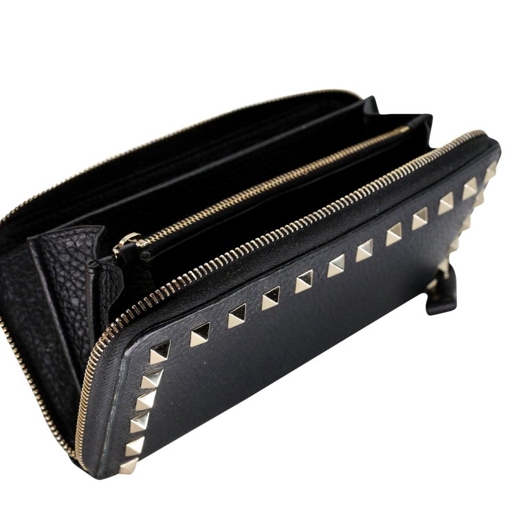 Valentino Studs Leather Zip Around Long Wallet VL-W1009P-0005 For Sale ...