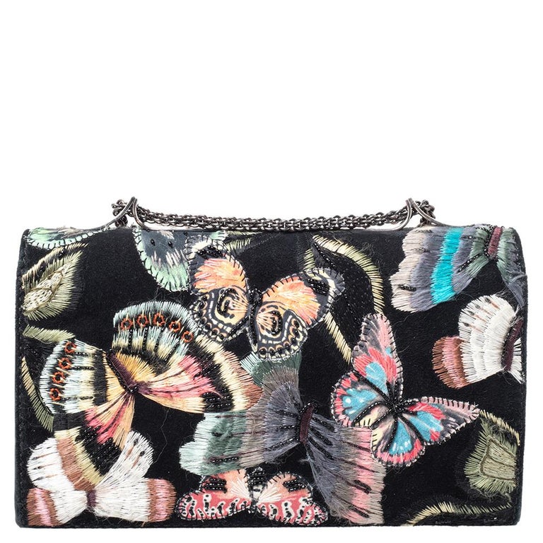 Valentino Suede and Leather Camu Butterfly Shoulder Bag at 1stDibs