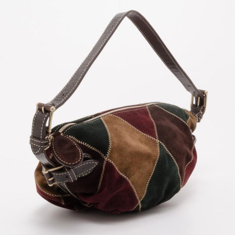 Valentino Suede Harlequin Patchwork Hobo For Sale at 1stDibs