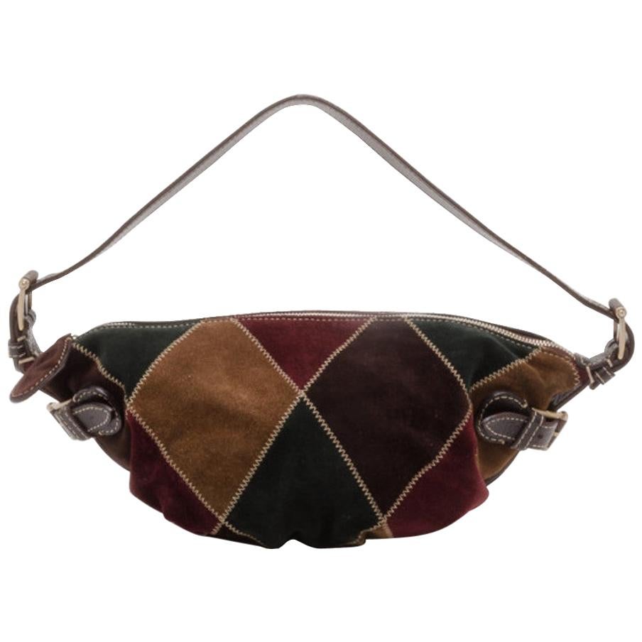 Valentino Suede Harlequin Patchwork Hobo For Sale at 1stDibs