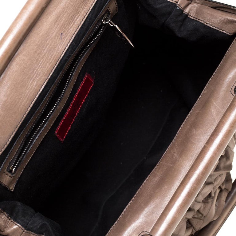 Valentino Taupe Leather Allure Ruffled Frame Bag For Sale at 1stDibs