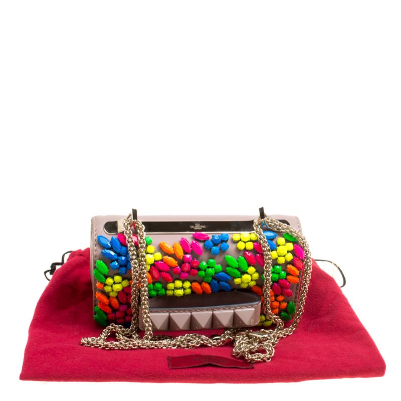 Valentino Taupe Leather Rockstud Va Va Voom Clutch Bag at 1stDibs