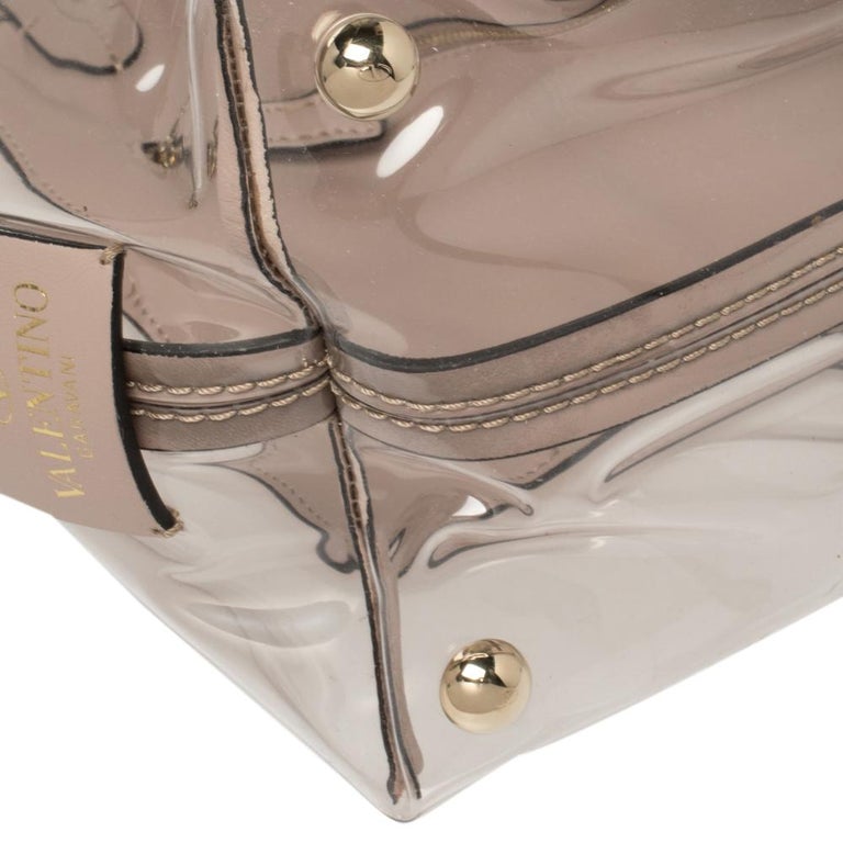 Valentino Transparent/Pink PVC and Leather Rockstud Naked Tote For Sale ...
