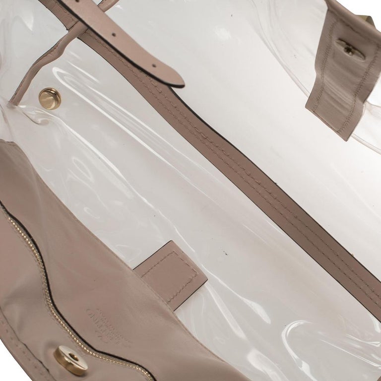 Valentino Transparent/Pink PVC and Leather Rockstud Naked Tote For Sale ...