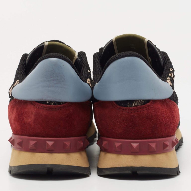 Valentino Tricolor Lace and Leather Rockrunner Sneakers Size 38 For ...