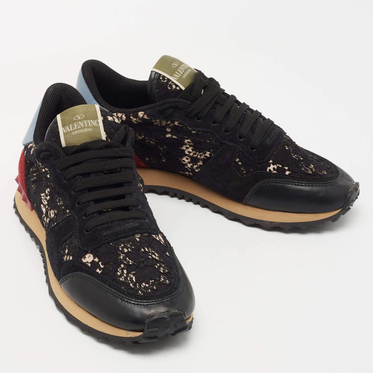 Valentino Tricolor Lace and Leather Rockrunner Sneakers Size 38 For ...