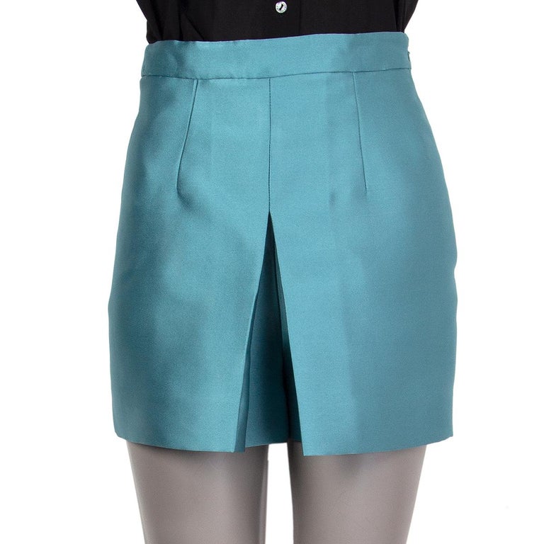 VALENTINO turquoise silk blend HIGH-WAISTED Shorts Pants 40 S For Sale ...