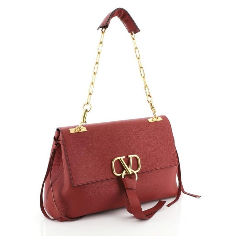Valentino V-Ring Chain Shoulder Bag Leather Medium at 1stDibs